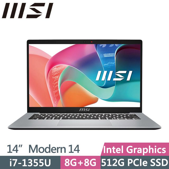 MSI 微星 Modern 14 F13MG-200TW 都會銀(i7-1355U/8G+8G/512G SSD/14吋FHD/Win11)商務筆電 - PChome 24h購物