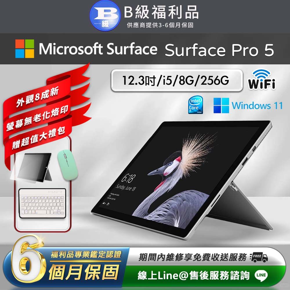 Microsoft 微軟 Surface pro 5 12.3吋 (i5/8G/256G) WiFi版 平板電腦(贈2100超值大禮包) - PChome 24h購物