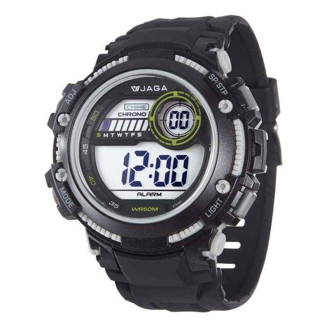JAGA 捷卡 M1200-AC多功能防水運動電子錶-黑灰 - PChome 24h購物