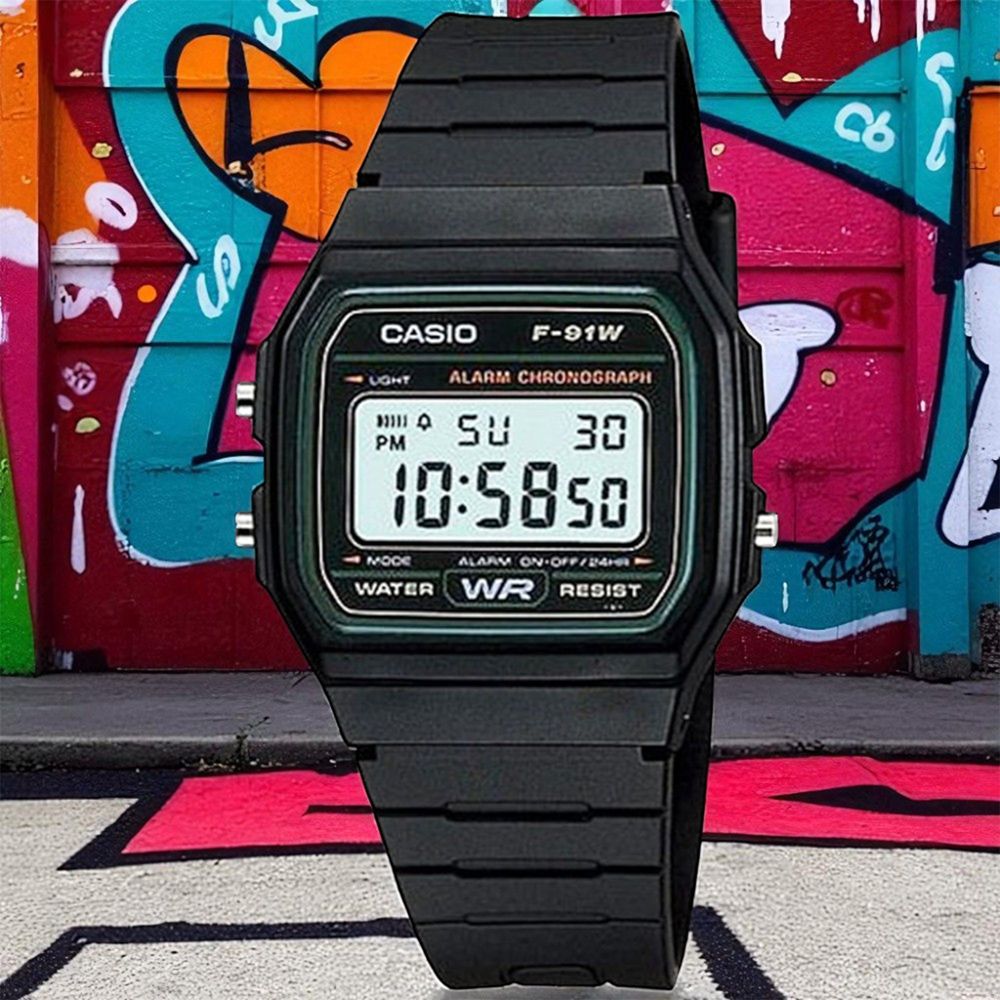 CASIO 卡西歐 F-91W-3D 超薄輕巧 LED照明 運動電子錶 - PChome 24h購物