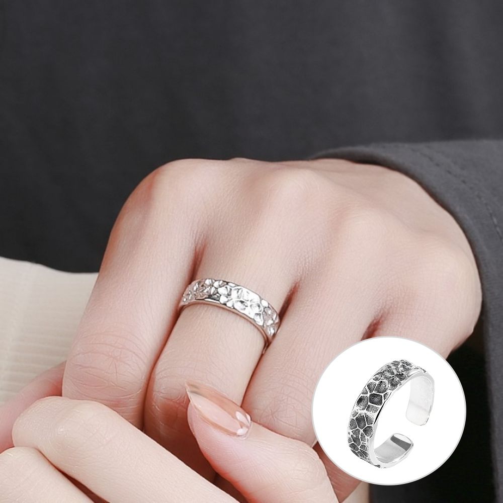 A&R S925純銀復古立體石紋開口戒 二色任選(男戒 可調節 浮雕 立體感 個性 對戒 情人節 生日禮物) - PChome 24h購物