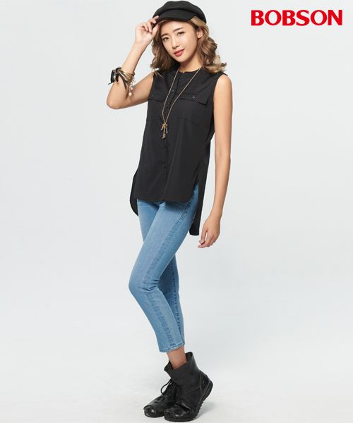 BOBSON 女款低腰彈力小直筒八分褲 (235-58) - PChome 24h購物