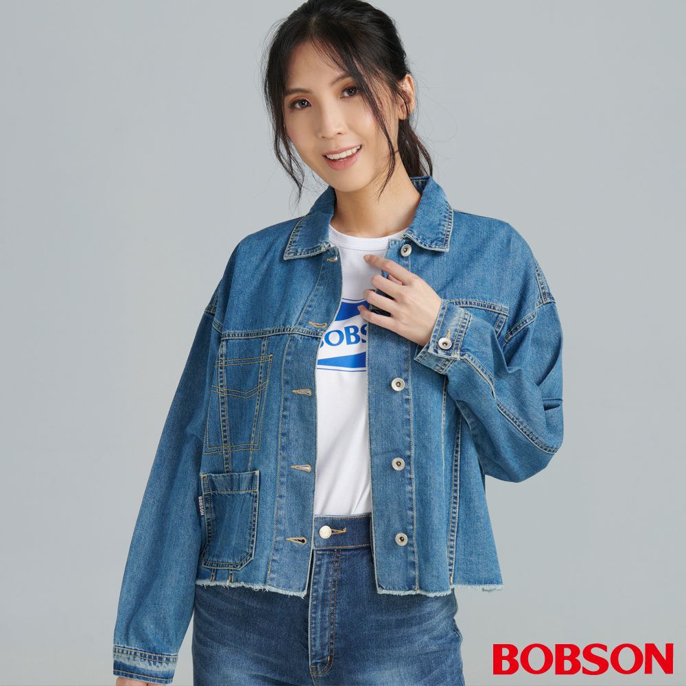 BOBSON 女款不收邊牛仔外套 (JL0020-58) - PChome 24h購物