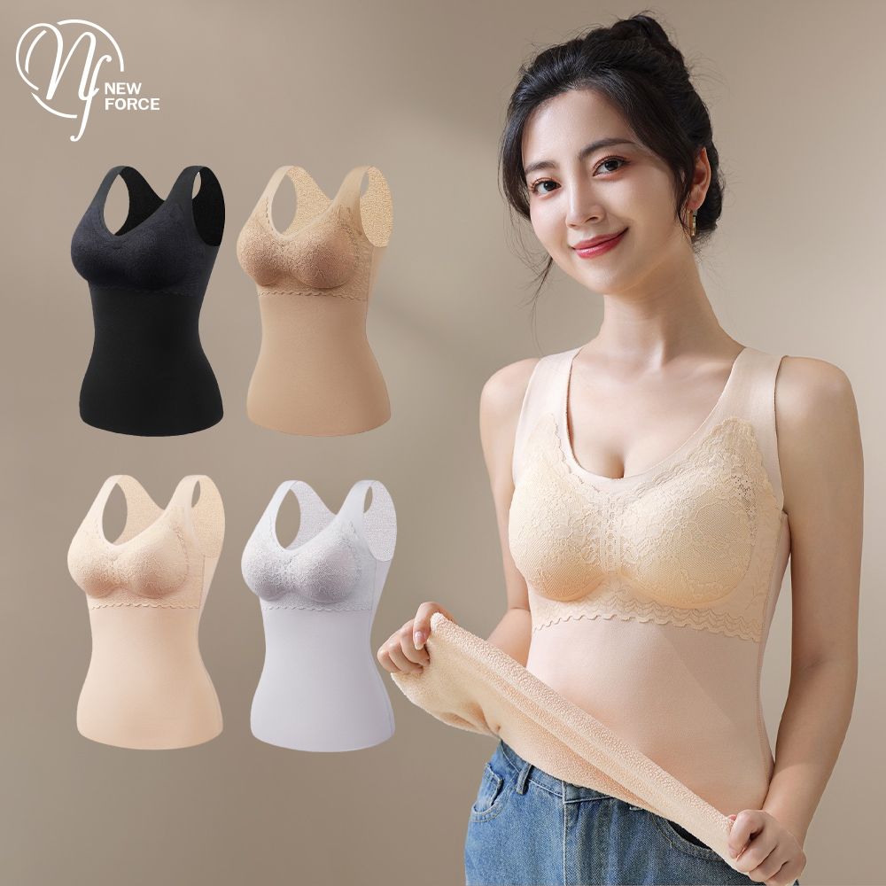 NEW FORCE 暖心雙面德絨蕾絲保暖內搭打底背心 - PChome 24h購物