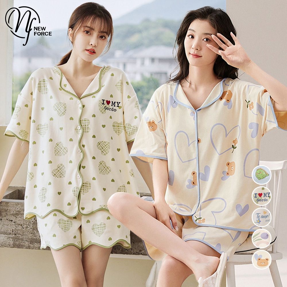 NEW FORCE 柔情甜心短袖居家套裝-5色可選 - PChome 24h購物