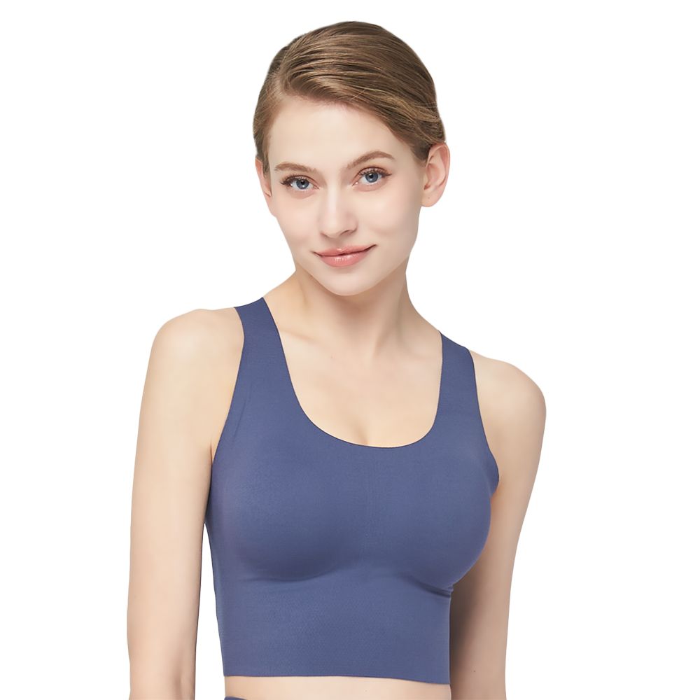 SWEAR 思薇爾 U got fit系列M-XL無鋼圈交叉美背無痕包覆素面運動短背心(柏林藍) - PChome 24h購物