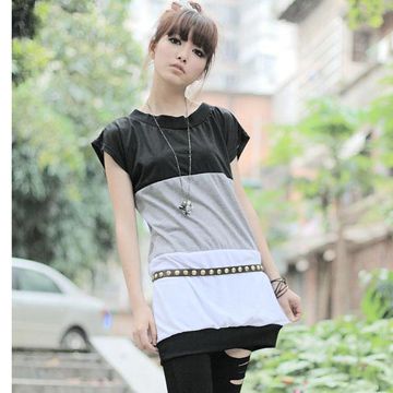 【Ninisweety】三色拼接長版T - PChome 24h購物