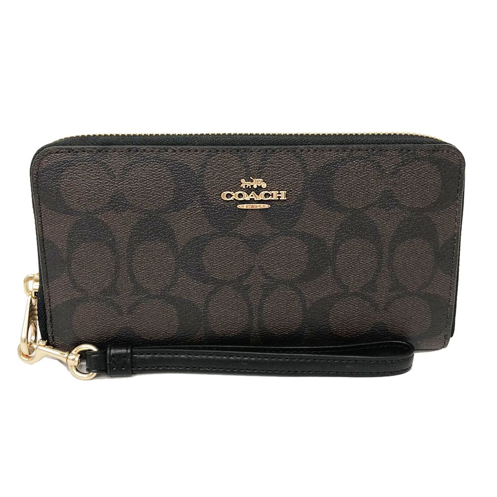 COACH 蔻馳 【COACH】C LOGO手掛式拉鍊零錢袋長夾(深咖) - PChome 24h購物
