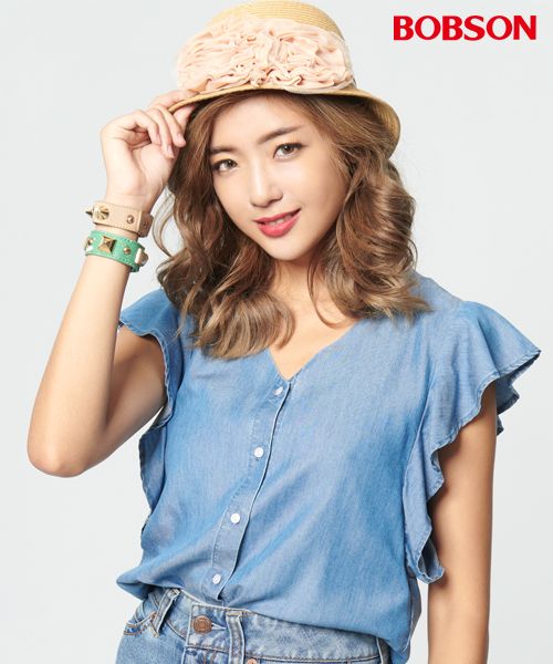 BOBSON 女款荷葉袖天絲棉上衣 (28104-53 ) - PChome 24h購物