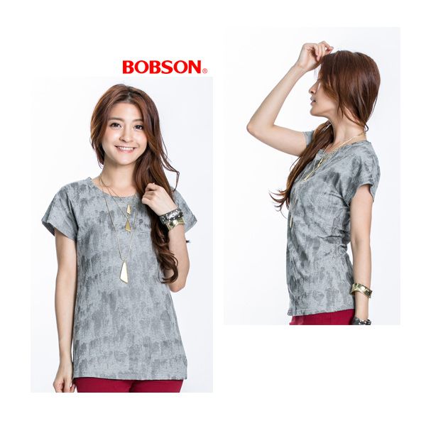 BOBSON 女款短袖金色刷紋上衣(21098-83) - PChome 24h購物