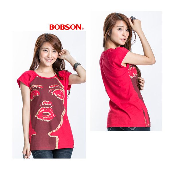 BOBSON 女款短袖臉譜圖案T恤(22119-13) - PChome 24h購物