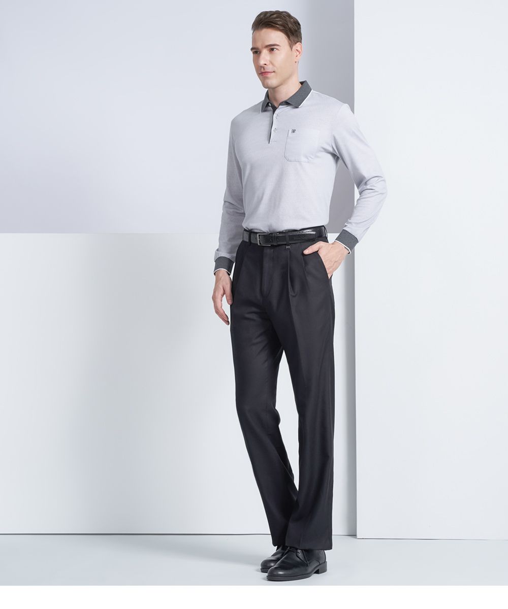 Pierre Cardin 皮爾卡登 男款 暗緹花打褶西裝褲-丈青色(5225841-39) - PChome 24h購物