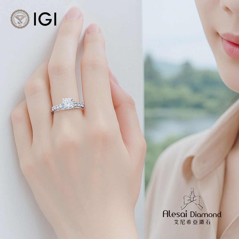 Alesai 艾尼希亞 IGI 1克拉 D/VVS2 3EX+IDEAL頂級車工 培育鑽石 K金鑽戒 - PChome 24h購物