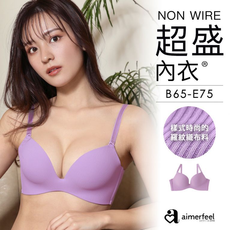 aimerfeel -[單品內衣]柔軟羅紋無鋼圈超盛內衣-紫色-194514p-PU - PChome 24h購物