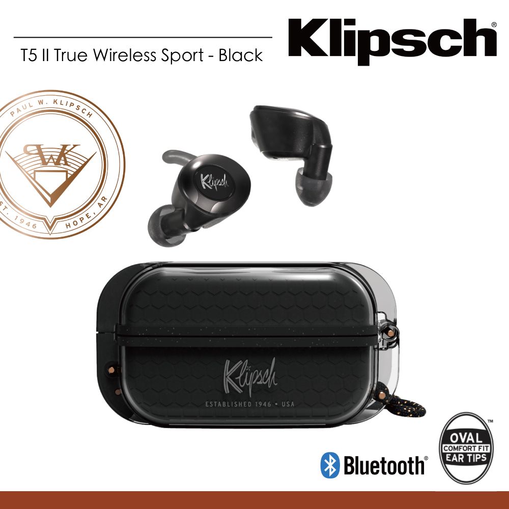 Klipsch 古力奇 T5 II True Wireless Sport - Black 運動藍牙耳機 - PChome 24h購物