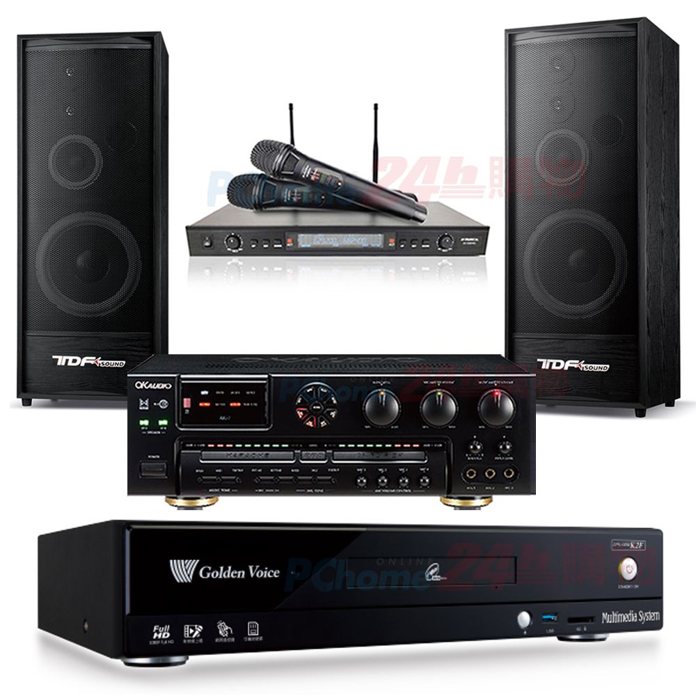 金嗓 CPX-900 K2F伴唱機 4TB+OKAUDIO AK-7擴大機+SR-889PRO無線麥克風+TDF K-124喇叭 - PChome 24h購物