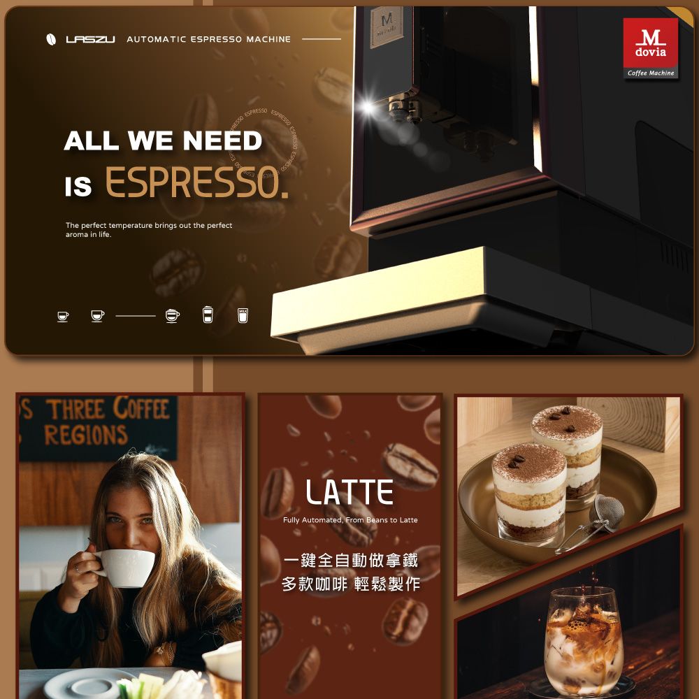 Mdovia LASZU V5 全自動做拿鐵/卡布奇諾 義式全自動咖啡機 - PChome 24h購物