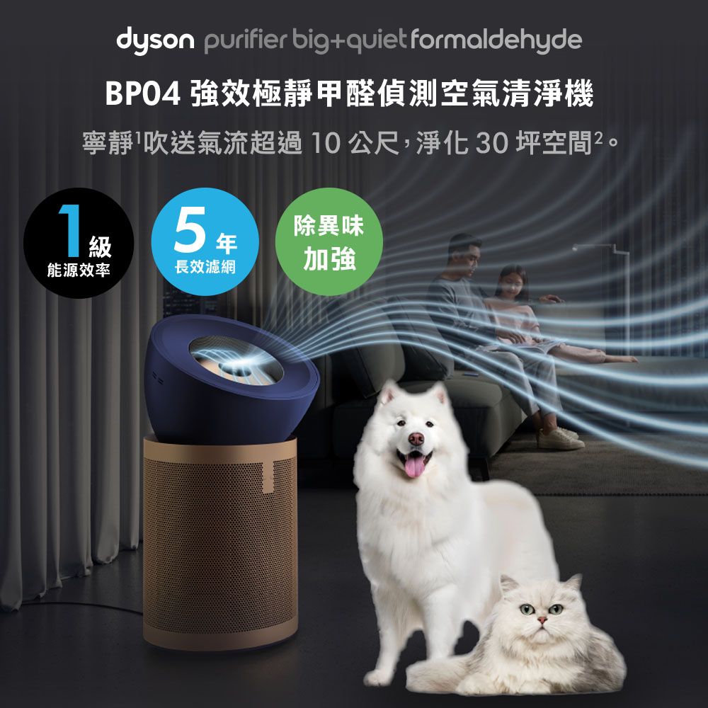 Dyson 戴森 Purifier Big+Quiet 強效極靜甲醛偵測空氣清淨機 普魯士藍及金色BP04 - PChome 24h購物