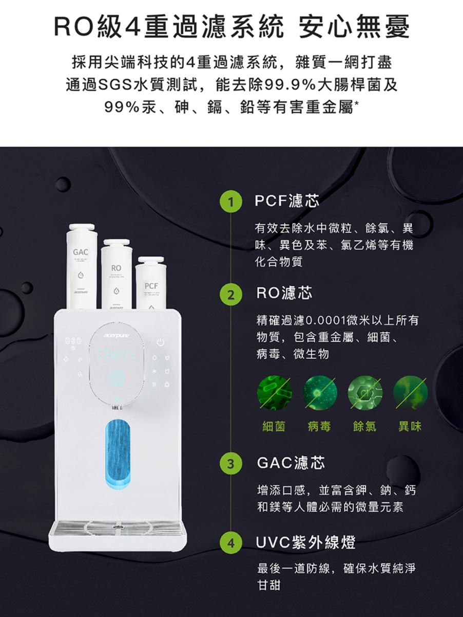 acerpure 宏碁 Aqua 冰溫瞬熱RO濾淨飲水機 WP742-40W 大全配 - PChome 24h購物