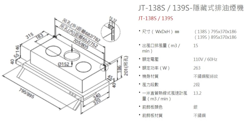喜特麗 JT-138S隱藏式不銹鋼排油煙機 80cm - PChome 24h購物