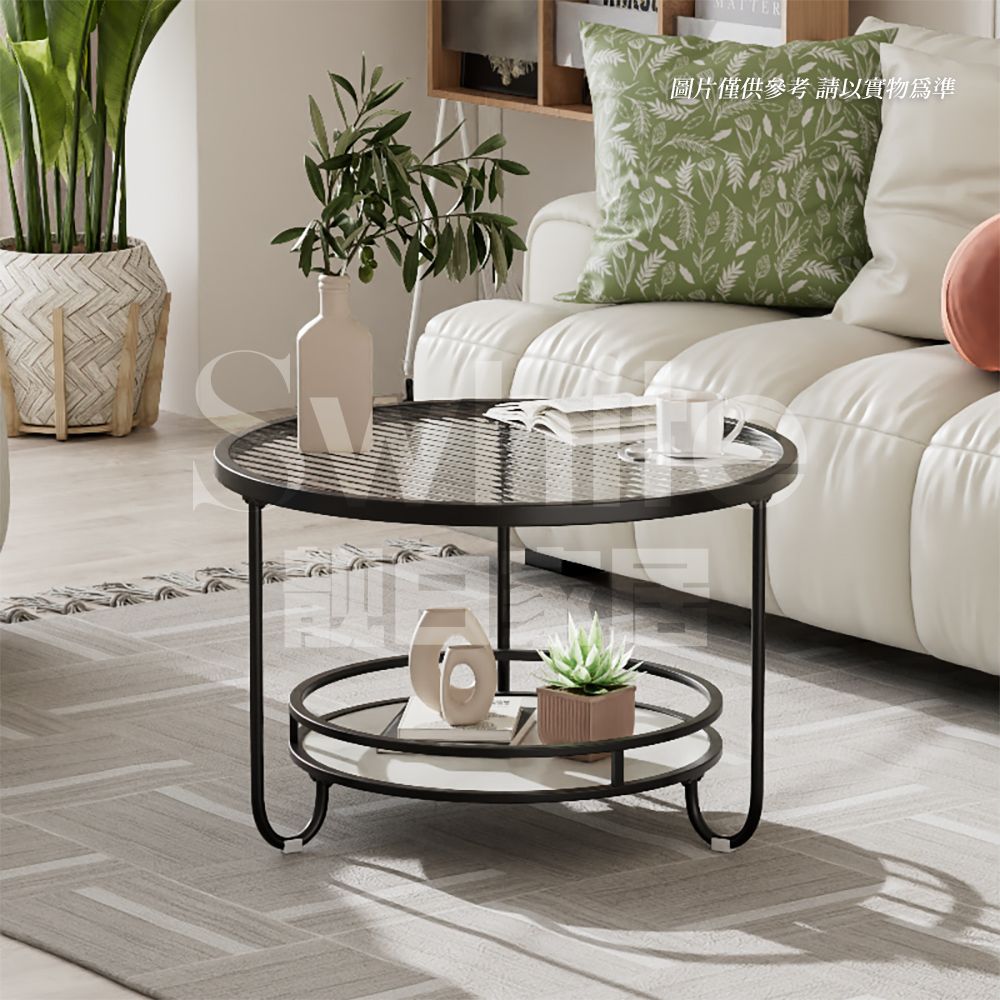 優品星球 奶油風玻璃咖啡桌茶几 60圓 S286 - PChome 24h購物