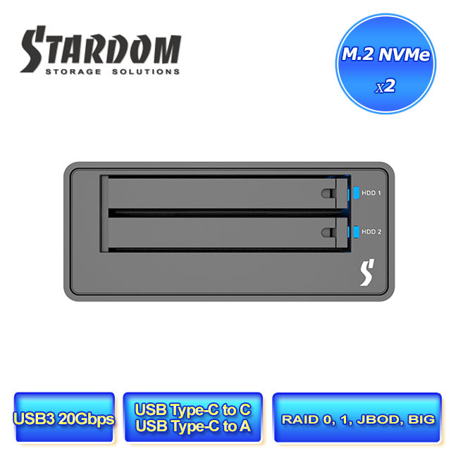 STARDOM UR2-B32 M.2 NVMe SSD 磁碟陣列外接盒 - PChome 24h購物