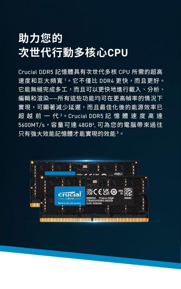 Micron 美光 Crucial NB-DDR5 5600 48G(24G*2)雙通 筆記型記憶體(CT2K24G56C46S5) - PChome 24h購物