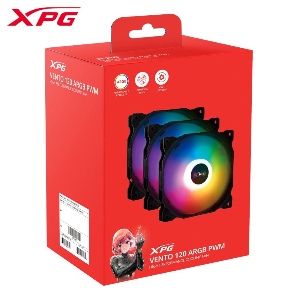 XPG 威剛 VENTO 120 ARGB PWM 黑色 三入包 機殼風扇 - PChome 24h購物