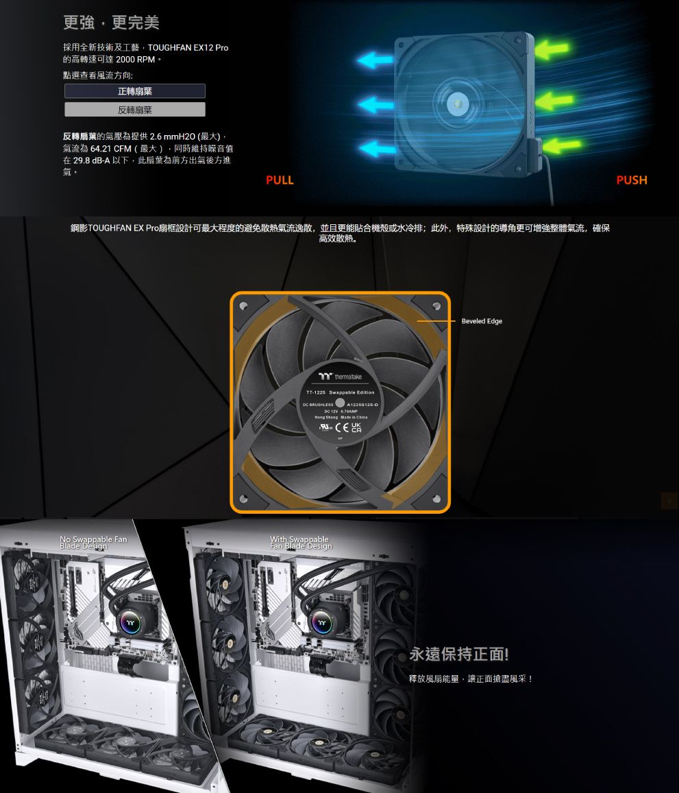 Thermaltake 曜越 鋼影TOUGHFAN EX12/14 Pro高風壓系統散熱風扇 (三顆包) 12/14公分磁吸式正反轉 - PChome 24h購物