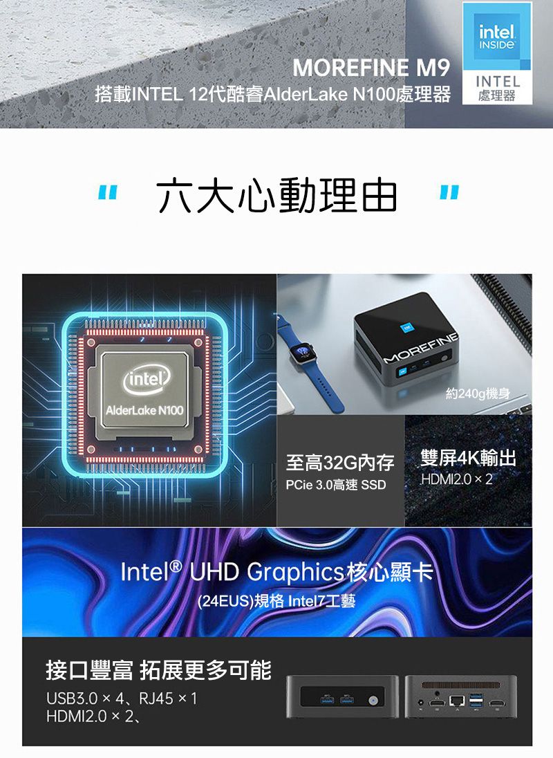 MOREFINE M9 迷你電腦(N100/8G/256G SSD/W11) - PChome 24h購物