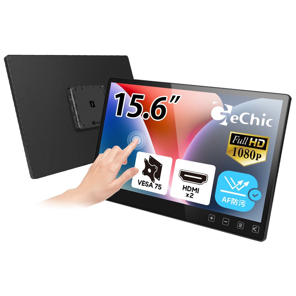 Gechic 給奇創造 T152C 15.6吋 電容式觸控螢幕 超薄 雙HDMI 觸控螢幕(含VESA 75孔 / 防汙鍍膜/免KVM切換雙PC) - PChome 24h購物