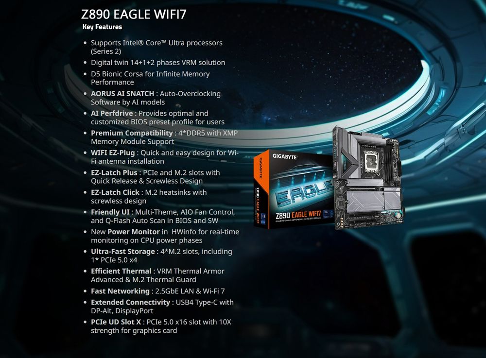 GIGABYTE 技嘉 Z890 EAGLE WIFI7 INTEL主機板 - PChome 24h購物