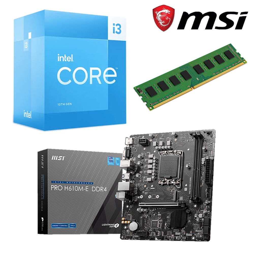 Intel 英特爾 13代 I3 13100F 4核 CPU+微星 H610M-E DDR4 主機板+創見8G-DDR4 記憶體 組合包 - PChome 24h購物