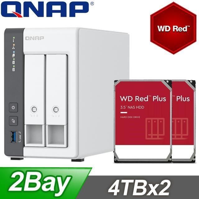QNAP 威聯通 〈促銷組合〉TS-216G NAS+WD 紅標 Plus 4TB(X2) - PChome 24h購物