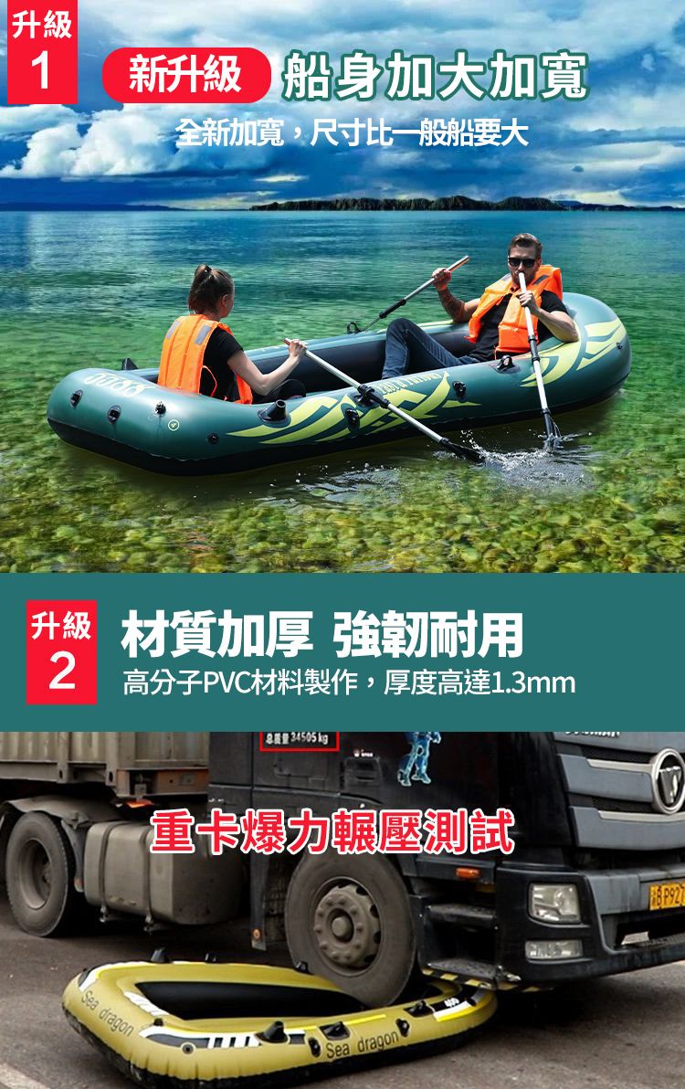 CS22 防滑加大耐磨折疊橡皮艇-5人款(320*140cm) -1入套組 - PChome 24h購物