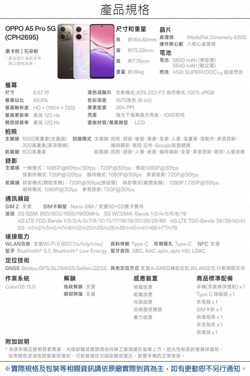 OPPO A5 Pro 5G (6G/128G) 6.67吋智慧型手機 - PChome 24h購物