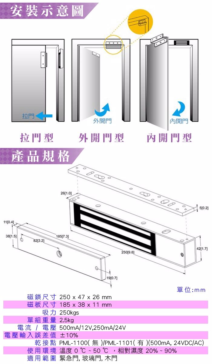 KingNet 帝網 門禁系統 磁力鎖 550磅 250公斤 台灣製精品 大樓門禁 辦公廠房 適用於緊急門/鋁門/大型門/木門 - PChome 24h購物