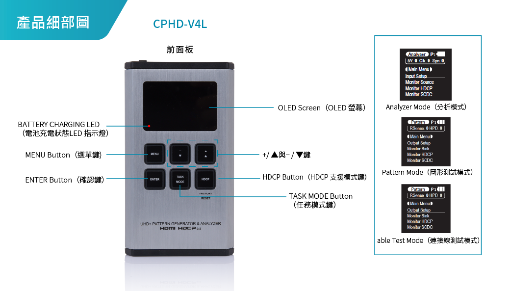 cyp 西柏影音 專業級 便攜型 4K@60 HDMI 訊號產生/分析器 (CPHD-V4L) - PChome 24h購物